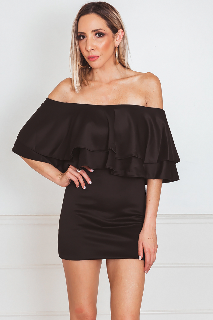 Off-Shoulder Layered Ruffle Mini Dress – Haute & Rebellious