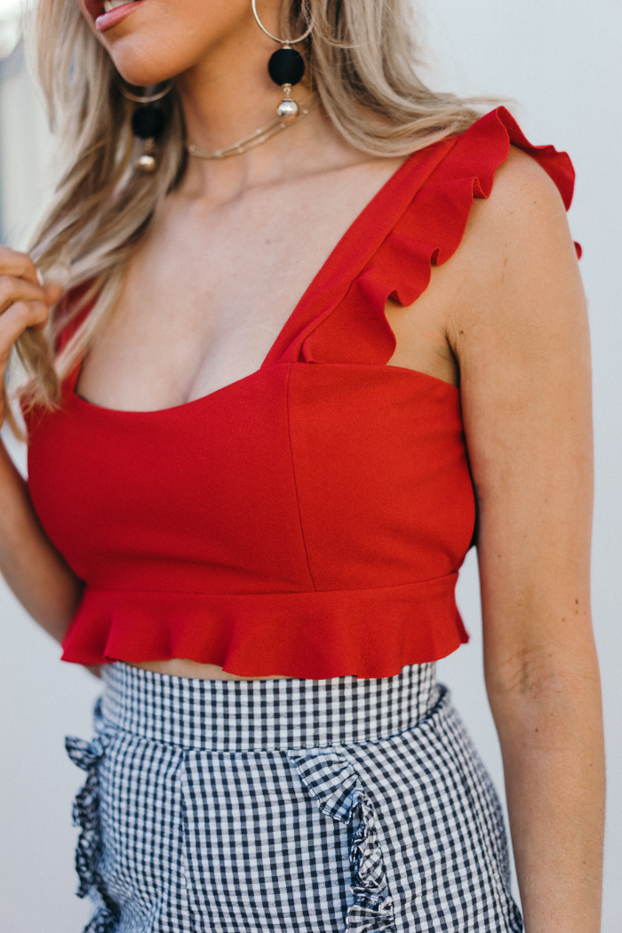 Ruffle Crop Top - Red – Haute & Rebellious