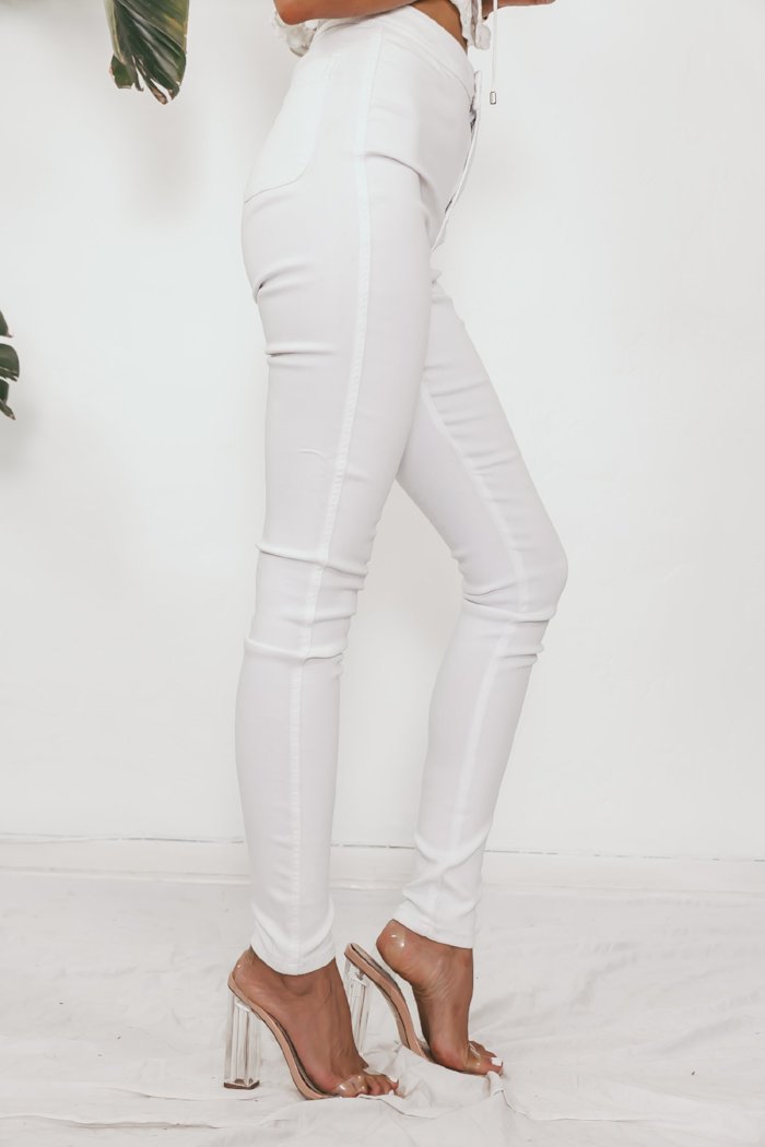 Fitted Stretch Denim Pants - White – Haute & Rebellious