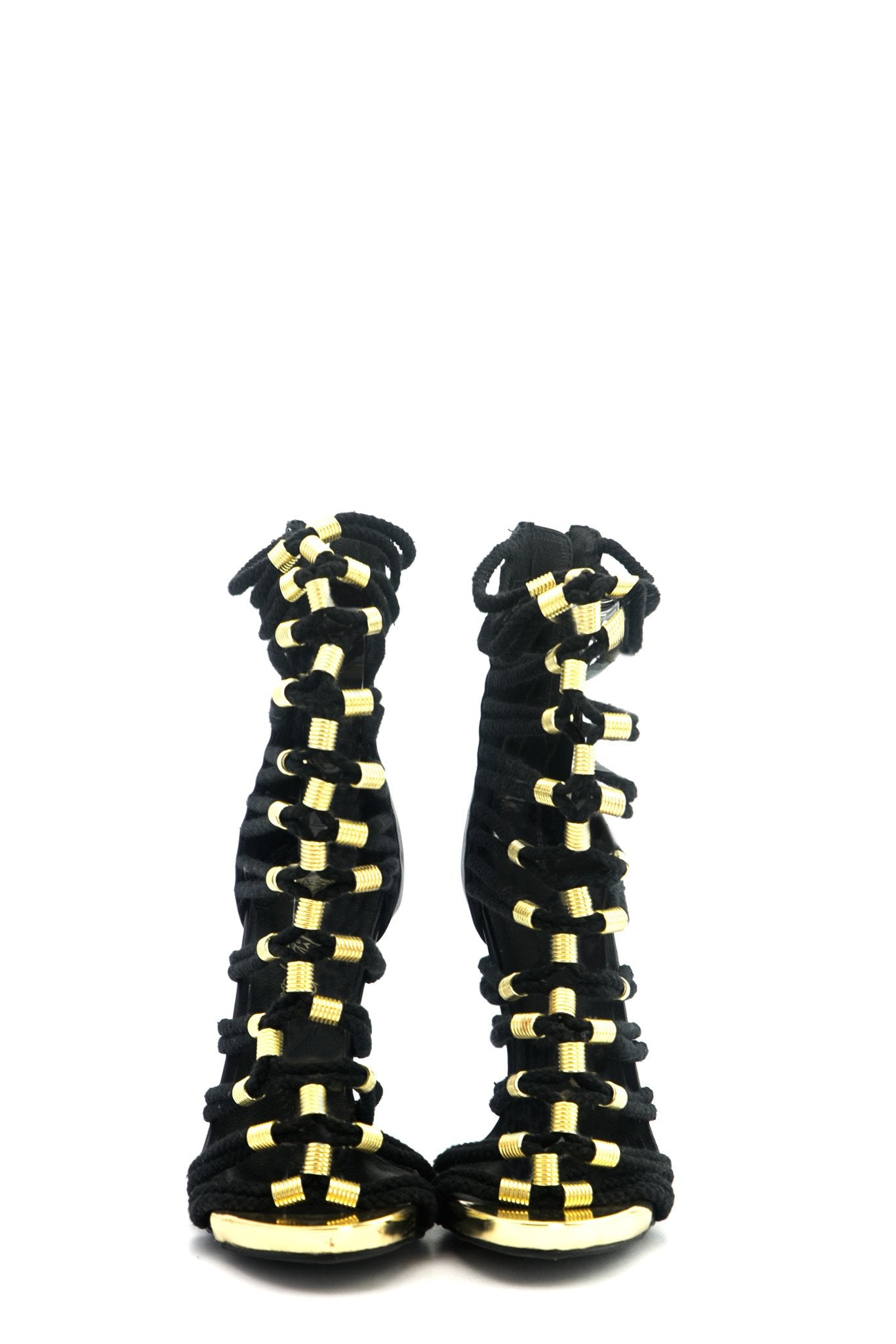 Kim Strappy Rope Sandal Heel - Black – Haute & Rebellious