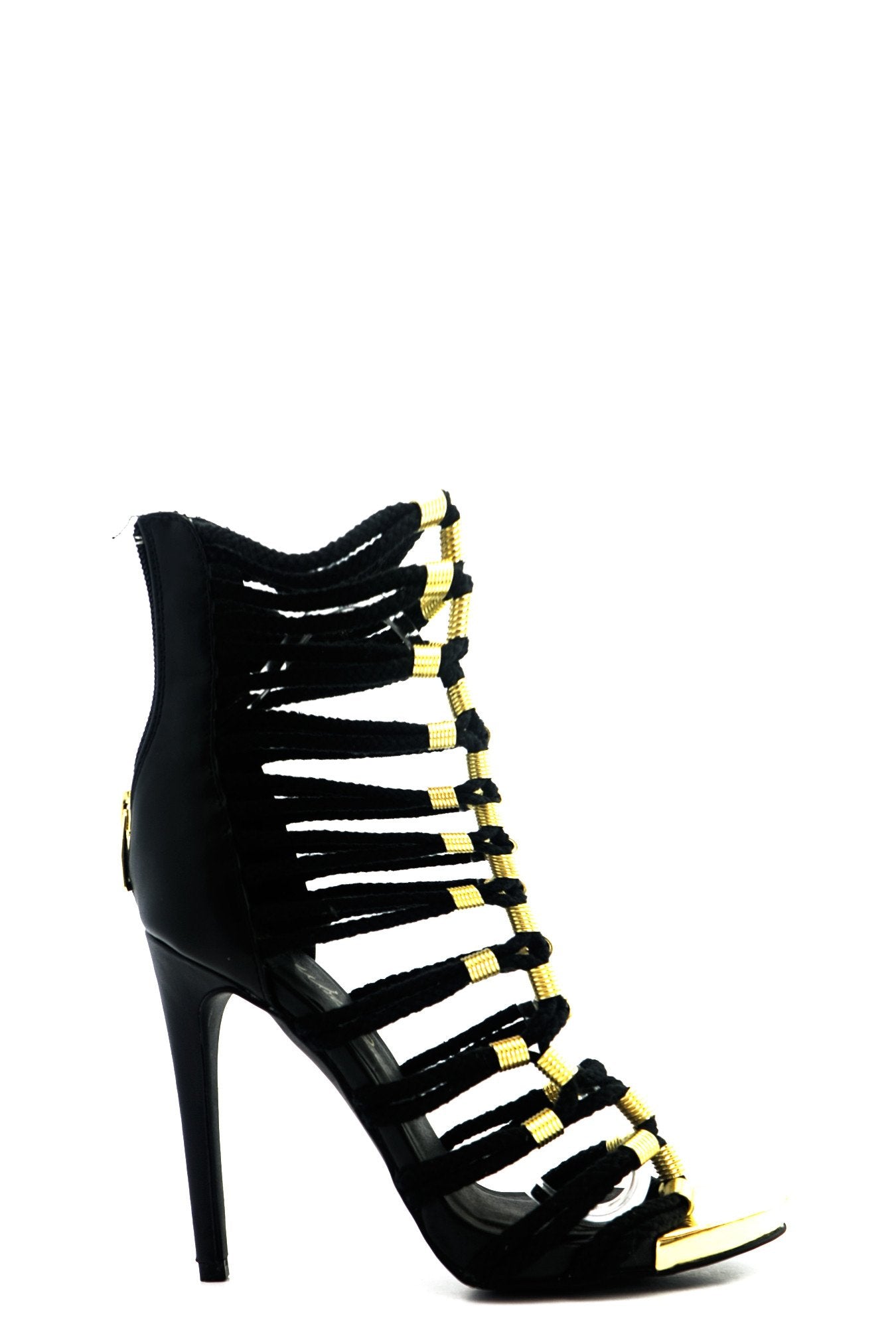 Kim Strappy Rope Sandal Heel - Black – Haute & Rebellious
