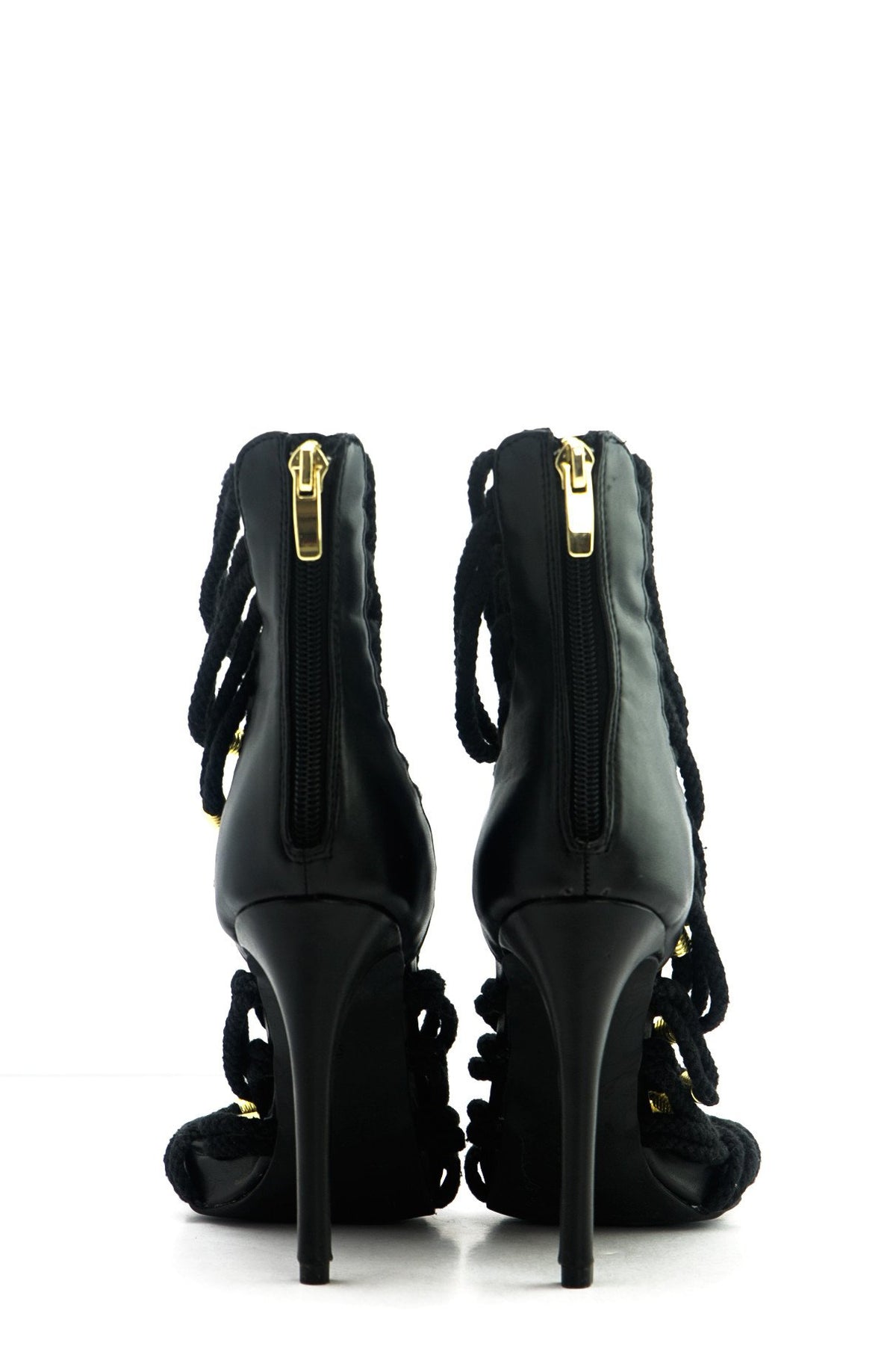 Kim Strappy Rope Sandal Heel - Black – Haute & Rebellious