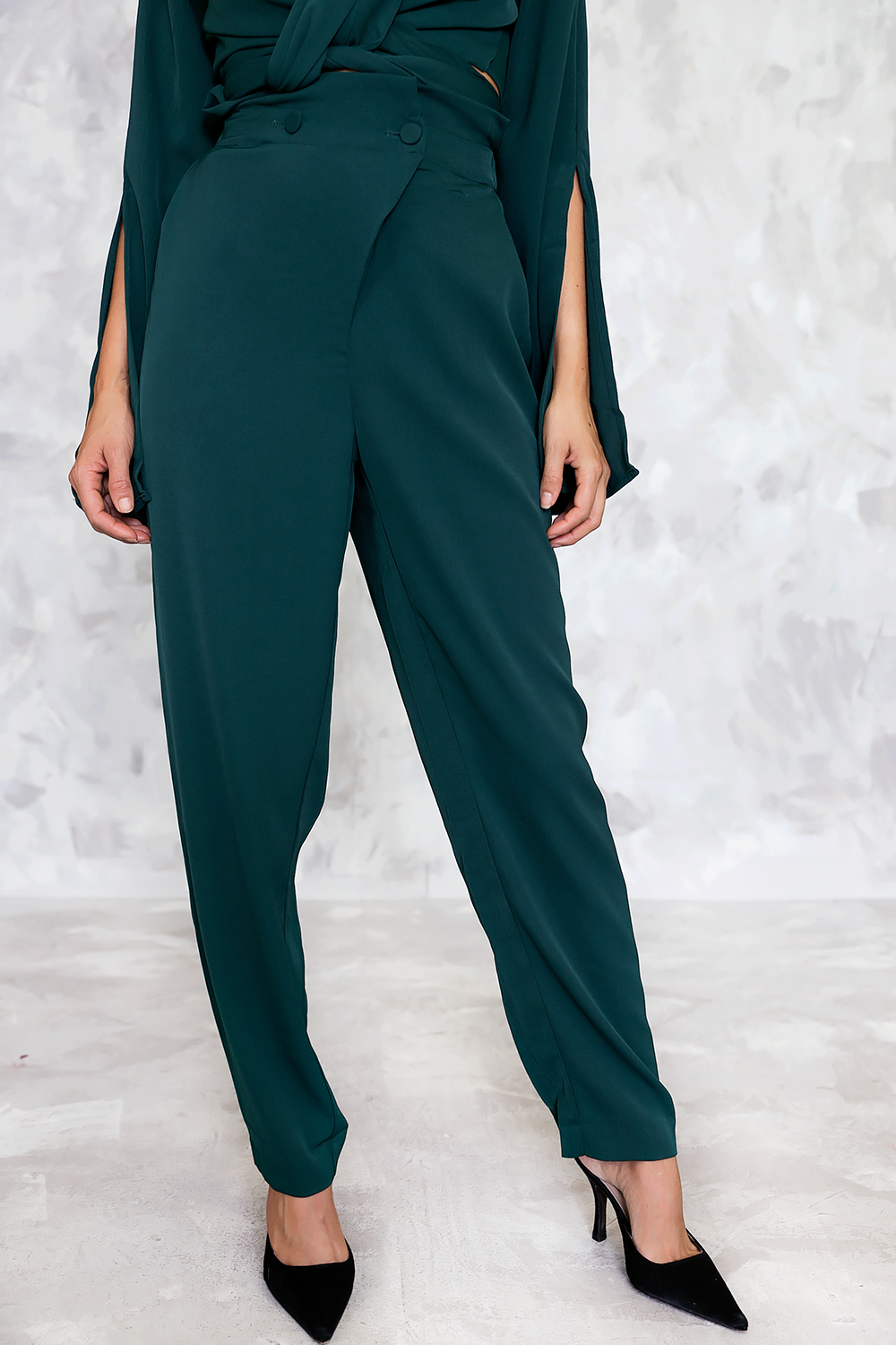 High Waisted Button Trousers with Front Overlap – Haute & Rebellious