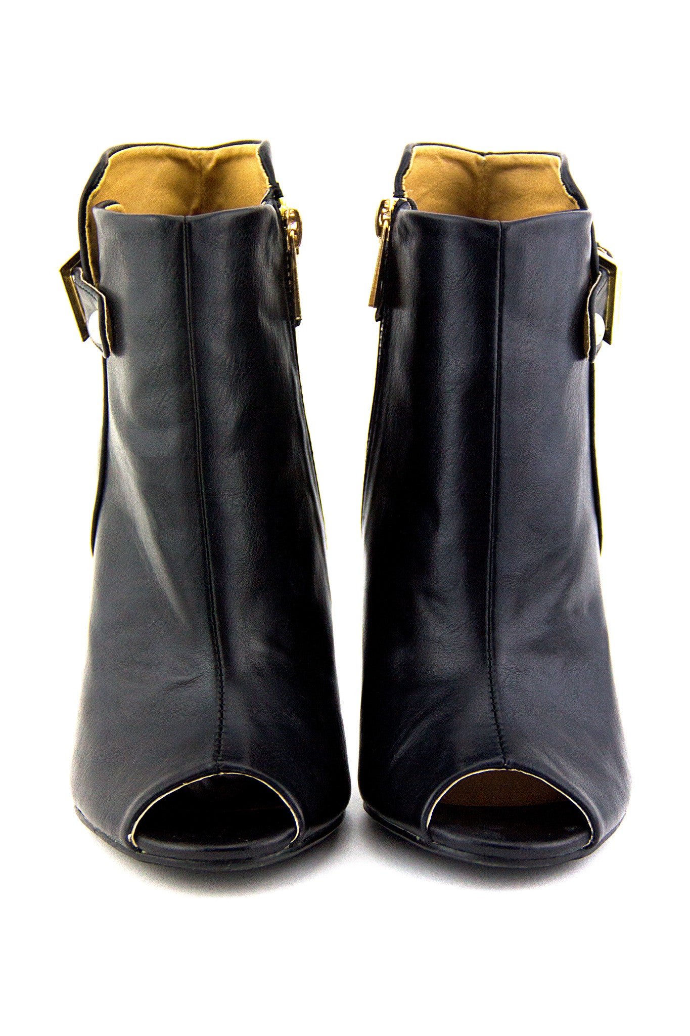 Buckle Open-Toe Ankle Boot with Heel - Black – Haute & Rebellious