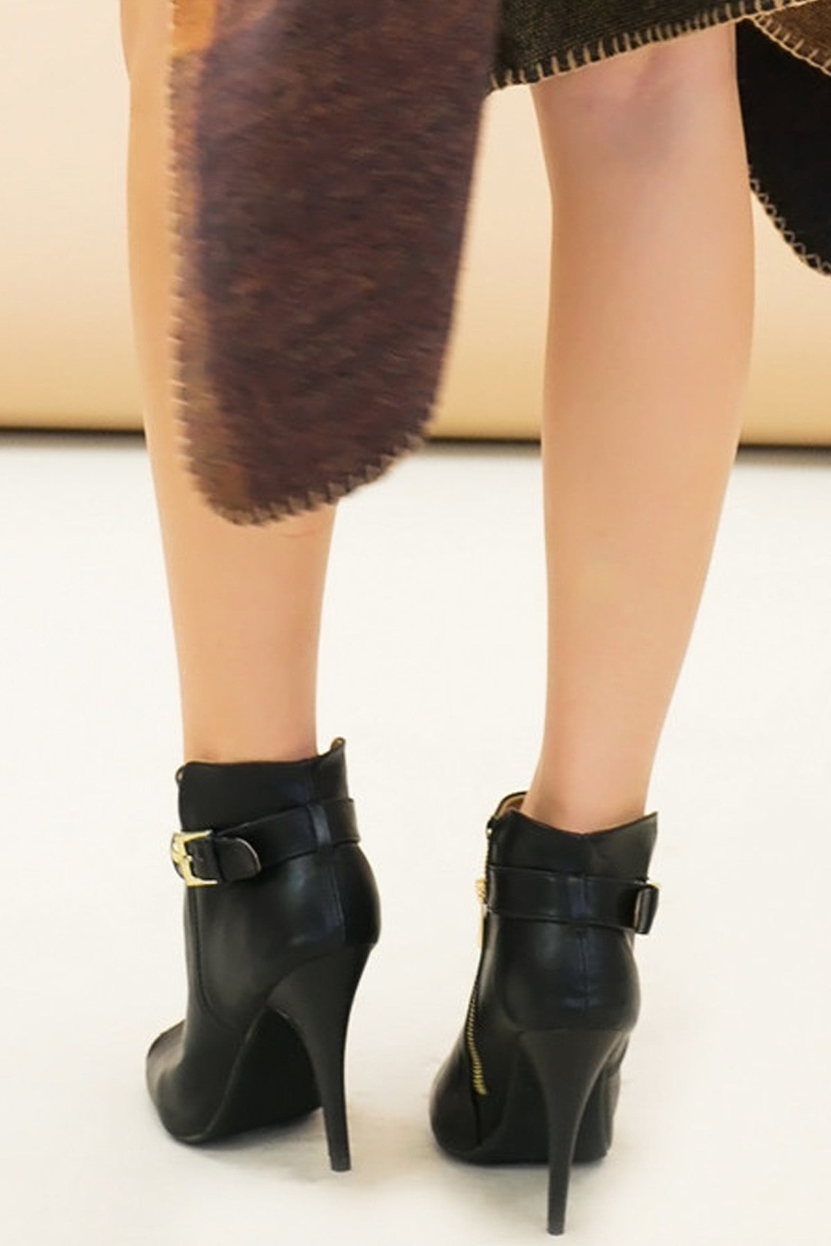 Buckle Open-Toe Ankle Boot with Heel - Black – Haute & Rebellious